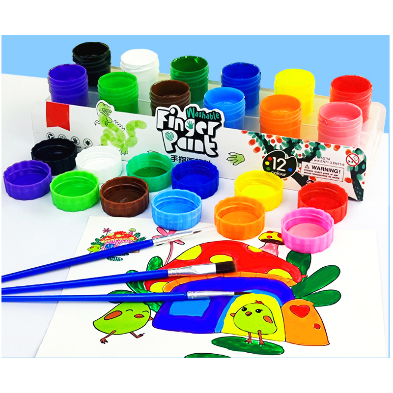 Non-toxic Kids paint 12-color finger paint daub seal set for kids